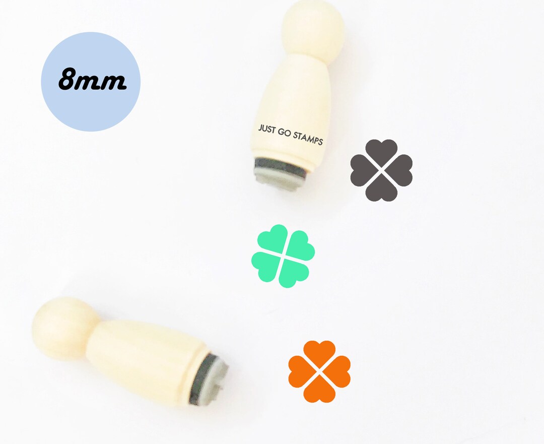 Clover Rubber Stamp - Φ8mm Mini Stamp - Leaf Rubber Stamp - Leaves ...