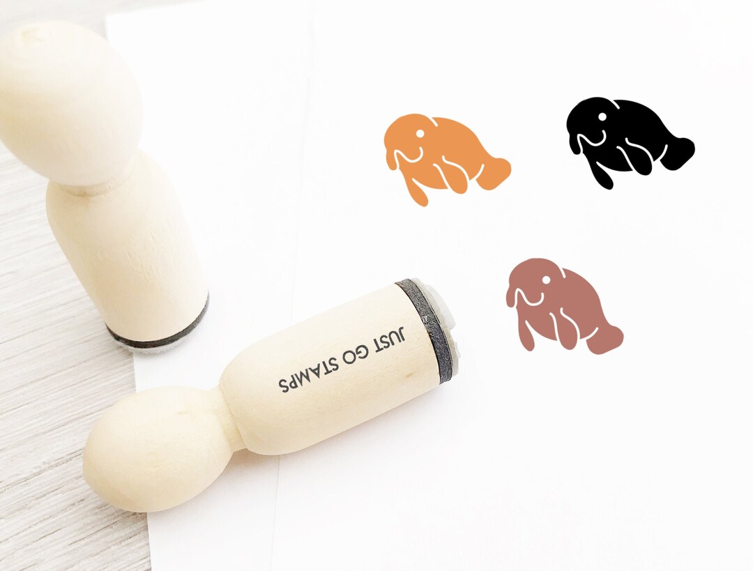 Manatee Rubber Stamp - Φ16mm/20mm/25mm Rubber Stamp - Animal Stamp ...
