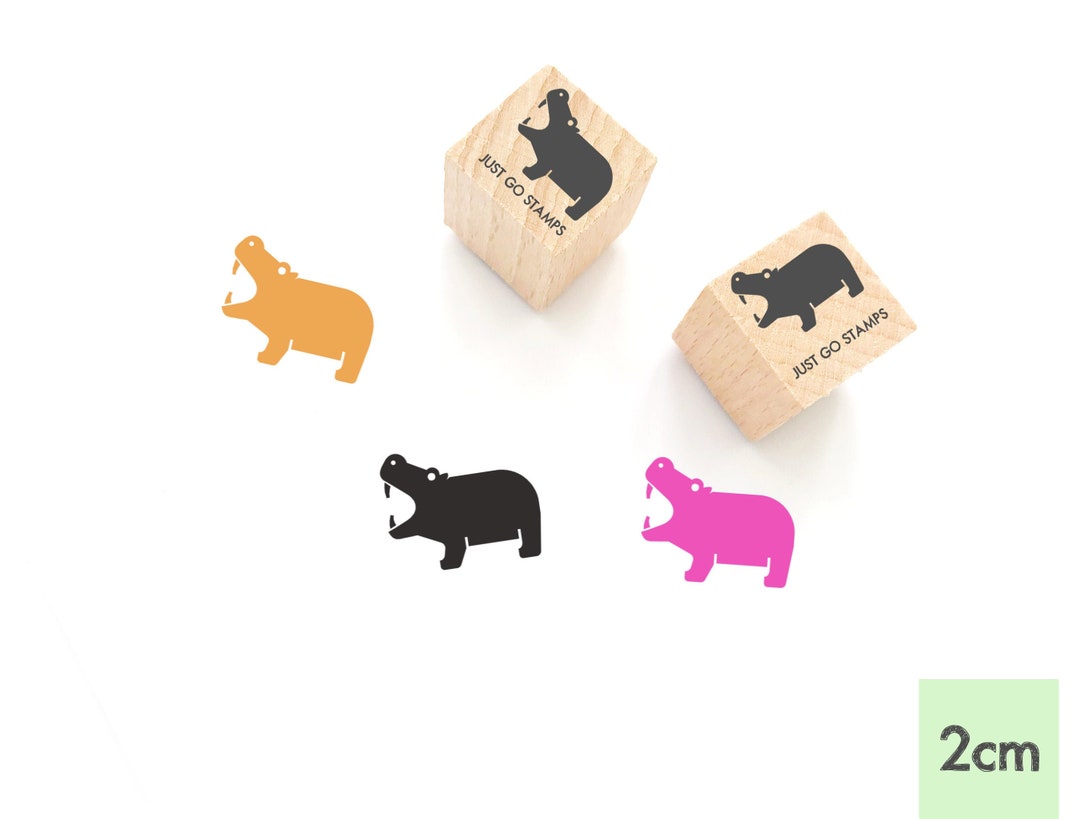 Hippopotamus Rubber Stamp - Φ20/30/40mm Mini Stamp - Animal Rubber ...