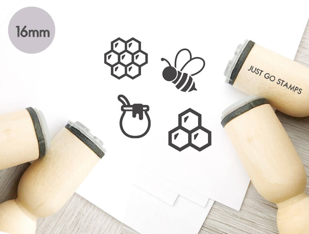 4 PCS Bumblebee Rubber Stamp - Φ16mm/20mm/25mm Stamp - Bee Stamp Set ...