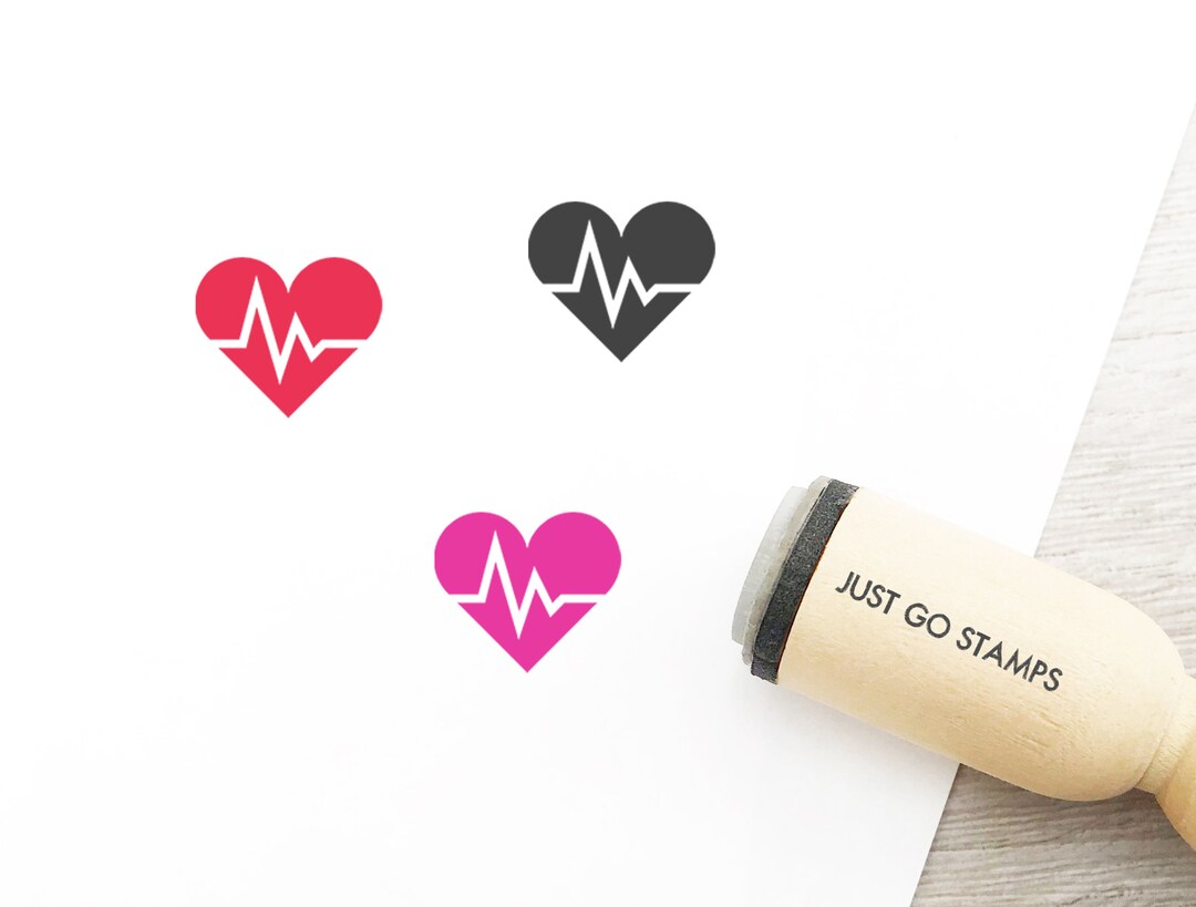 Heart Rubber Stamp - Φ16mm/20mm/25mm Rubber Stamp - Heartbeat Stamp ...
