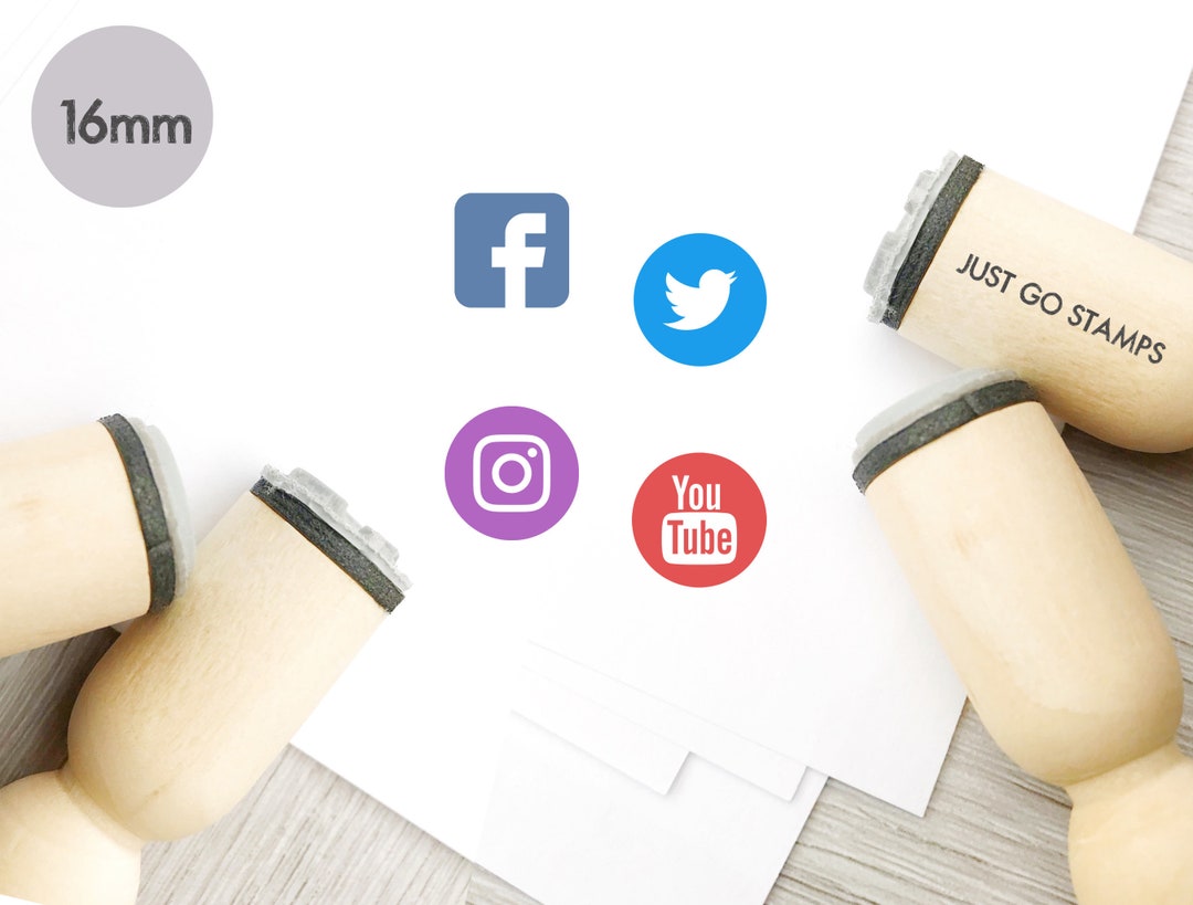 4 PCS Social Media Rubber Stamp - Φ16mm/20mm/25mm - Social Media Stamp ...