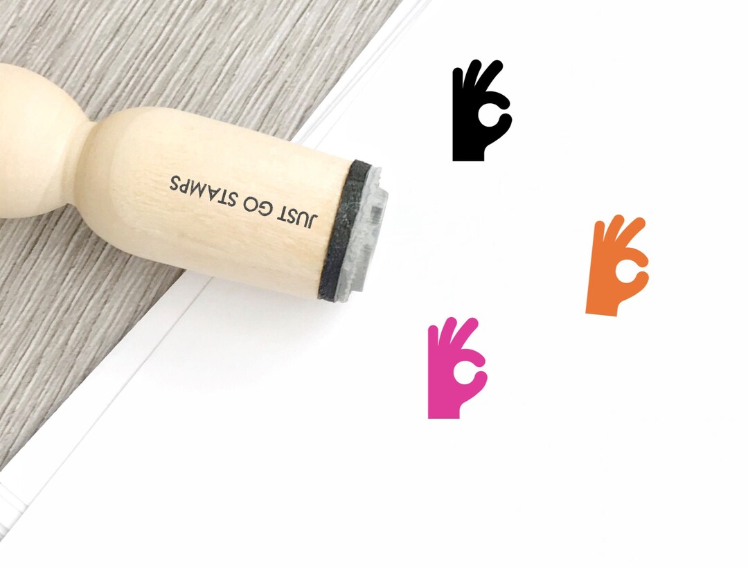 OK Hand Sign Rubber Stamp - Φ16mm/20mm/25mm Rubber Stamp - OK Gesture ...