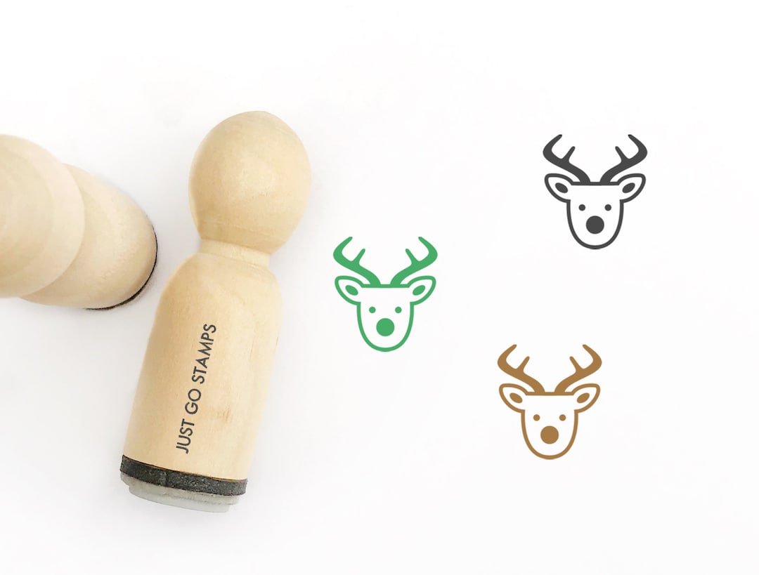 Deer Rubber Stamp - Φ16mm/20mm/25mm Rubber Stamp - Christmas Deer Stamp ...