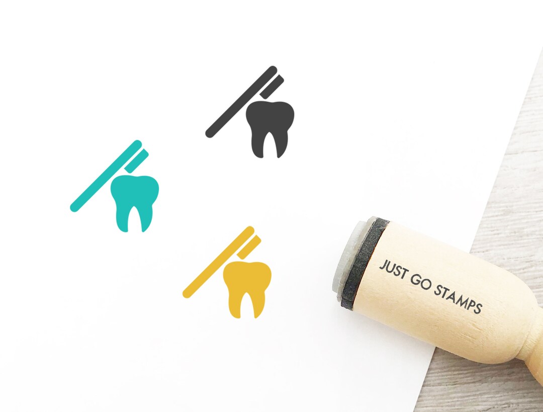 Brush Teeth Rubber Stamp - Φ16mm/20mm/25mm Rubber Stamp - Dental Care ...