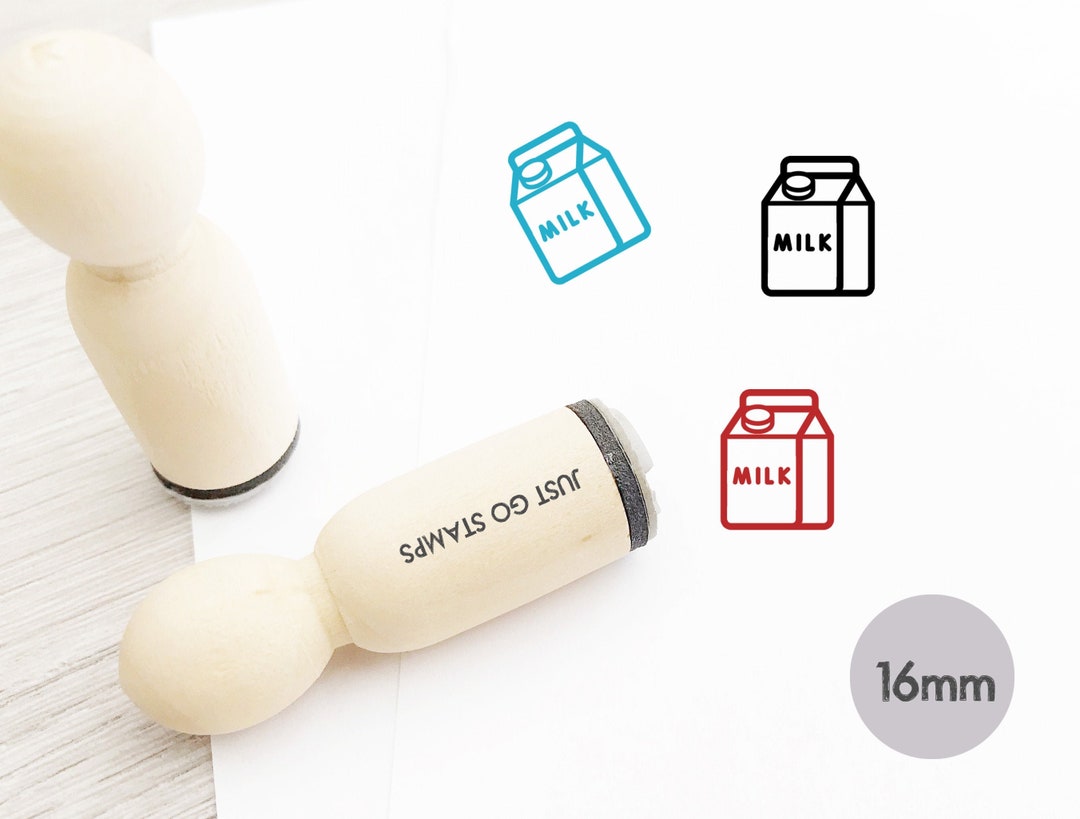 Milk Box Rubber Stamp - Φ16mm/20mm/25mm Rubber Stamp - Milk Stamp - Pot ...