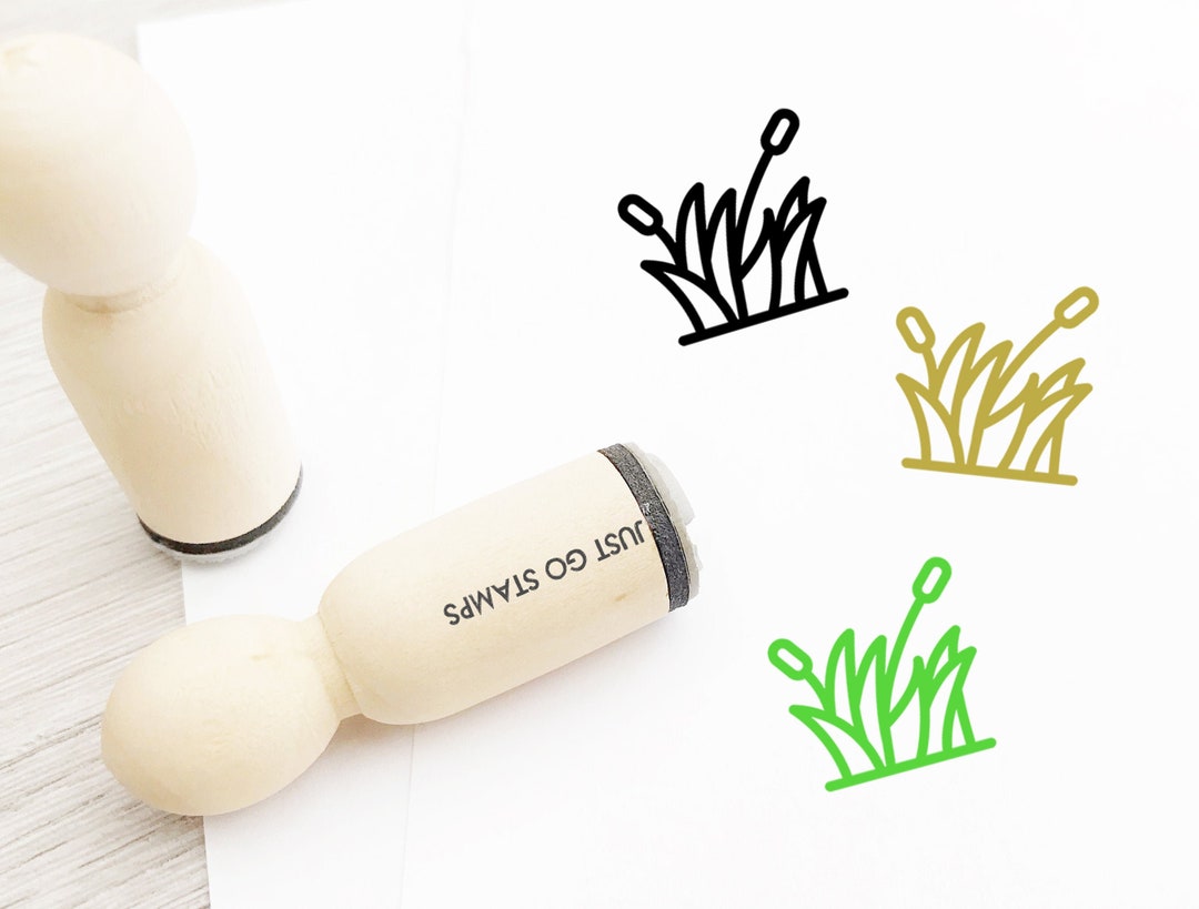 Grass Rubber Stamp - Φ16mm/20mm/25mm Rubber Stamp - Spring Plant Stamp ...