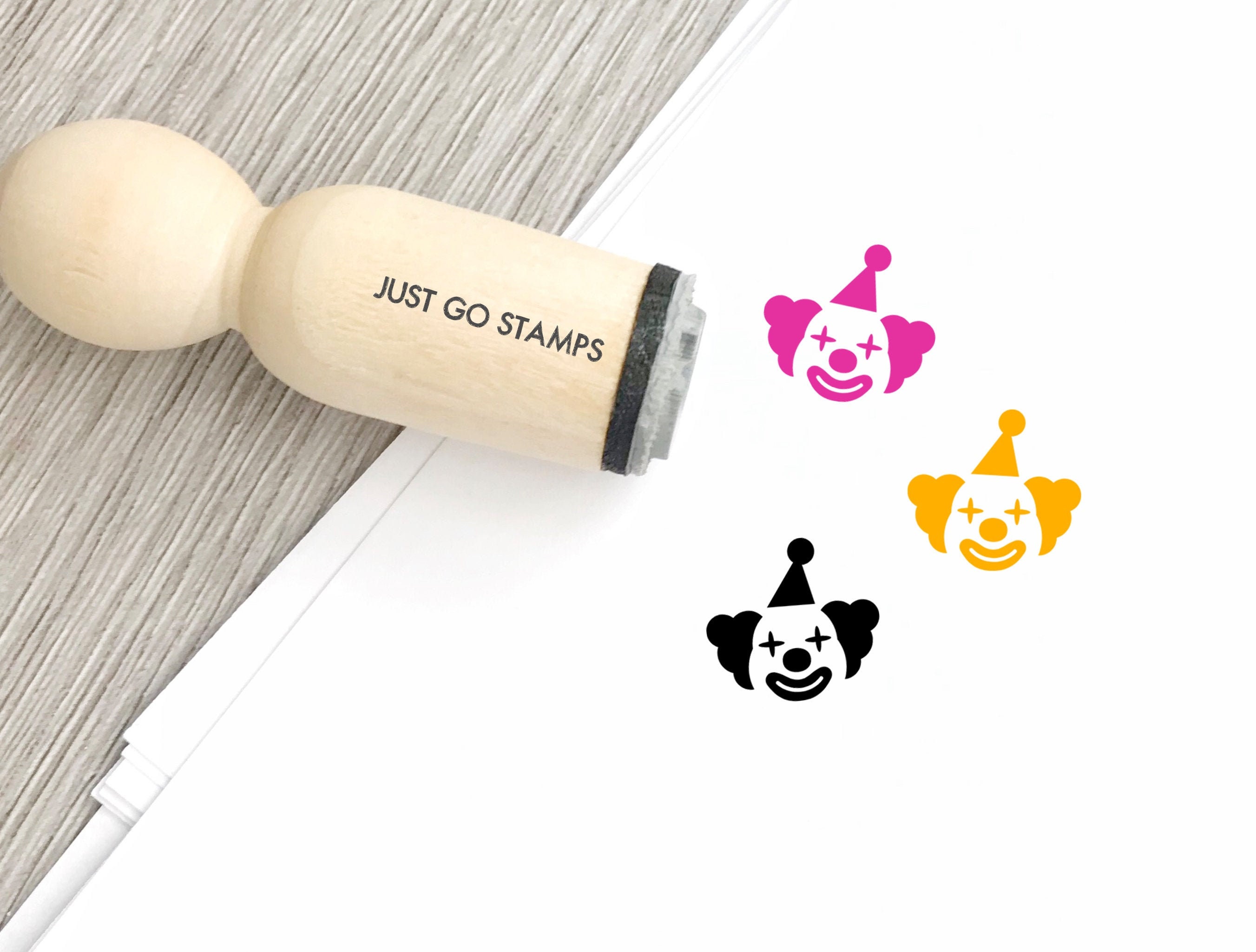 Clown Rubber Stamp - Φ16mm/20mm/25mm Rubber Stamp - Party Stamp ...