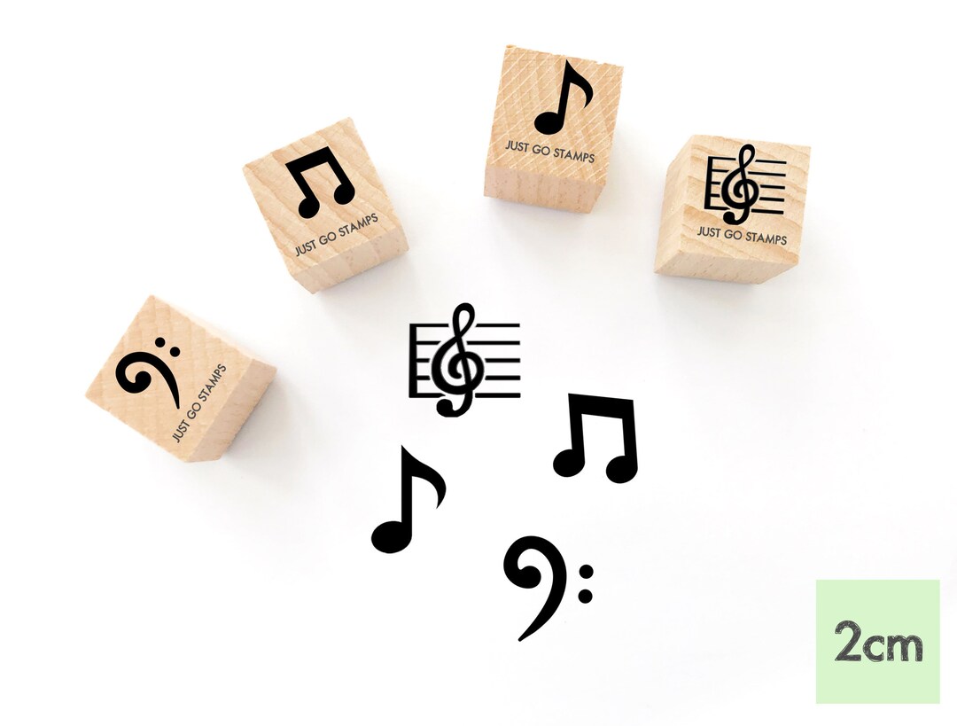 Set of 4 - Music Rubber Stamp - Φ20/30/40mm Mini Stamp - Music Note ...