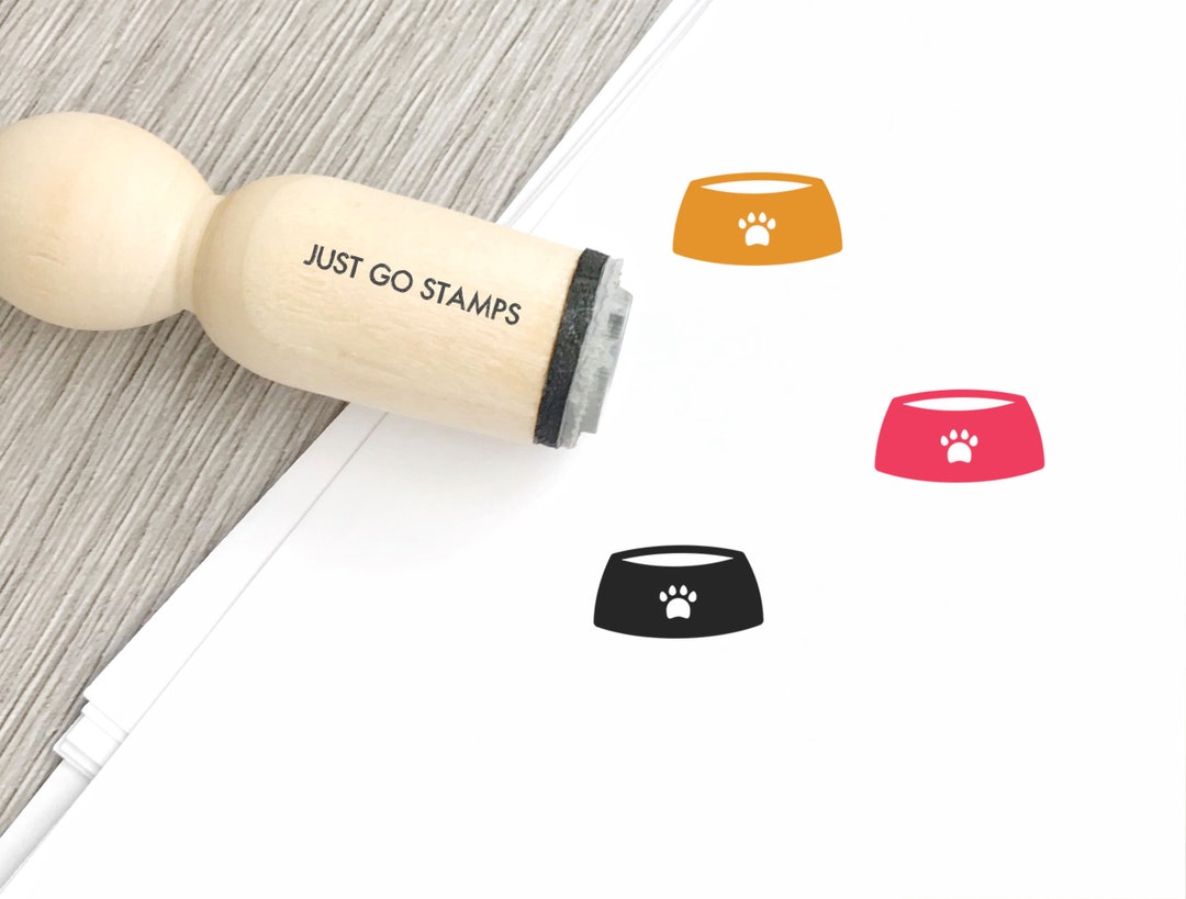 Pet Food Bowl Rubber Stamp - Dog & Cat, Planner Stamp (16mm/20mm/25mm ...