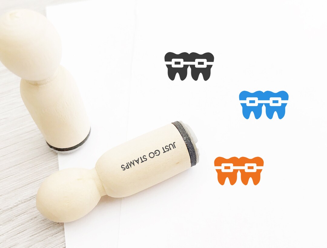 Teeth Braces Rubber Stamp - Φ16mm/20mm/25mm Rubber Stamp - Dental Care ...