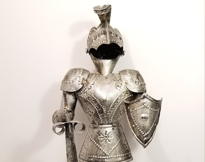 Medieval Knight Sculpture - Tin Armor Statue - From Mexico - 16" Tall ...