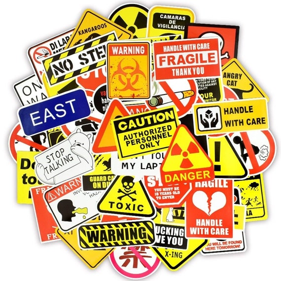 50 PCS Warning Danger Stickers Laptop Stickers Luggage - Etsy