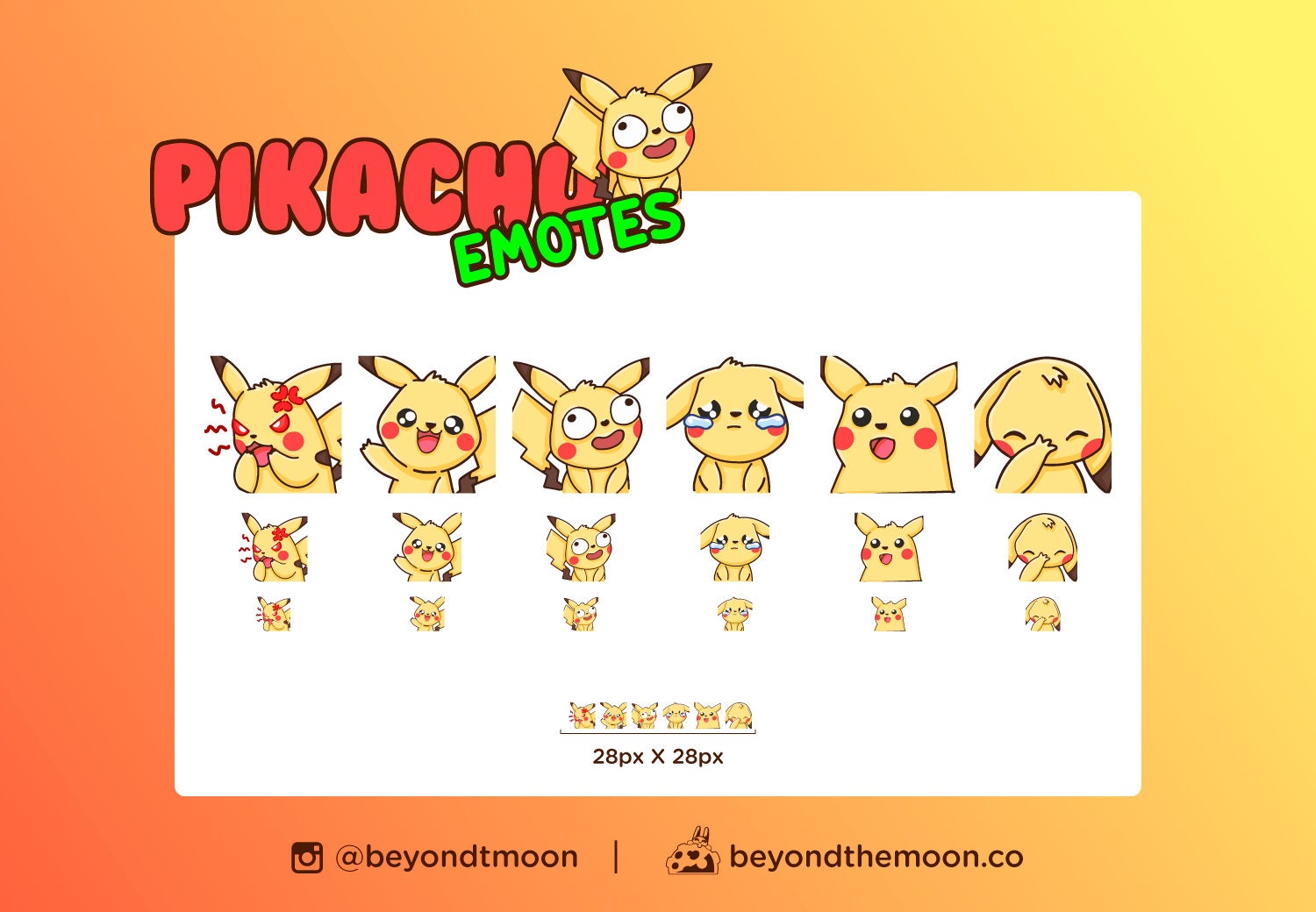 6 Cute Pikachu TWITCH Emotes - Etsy España