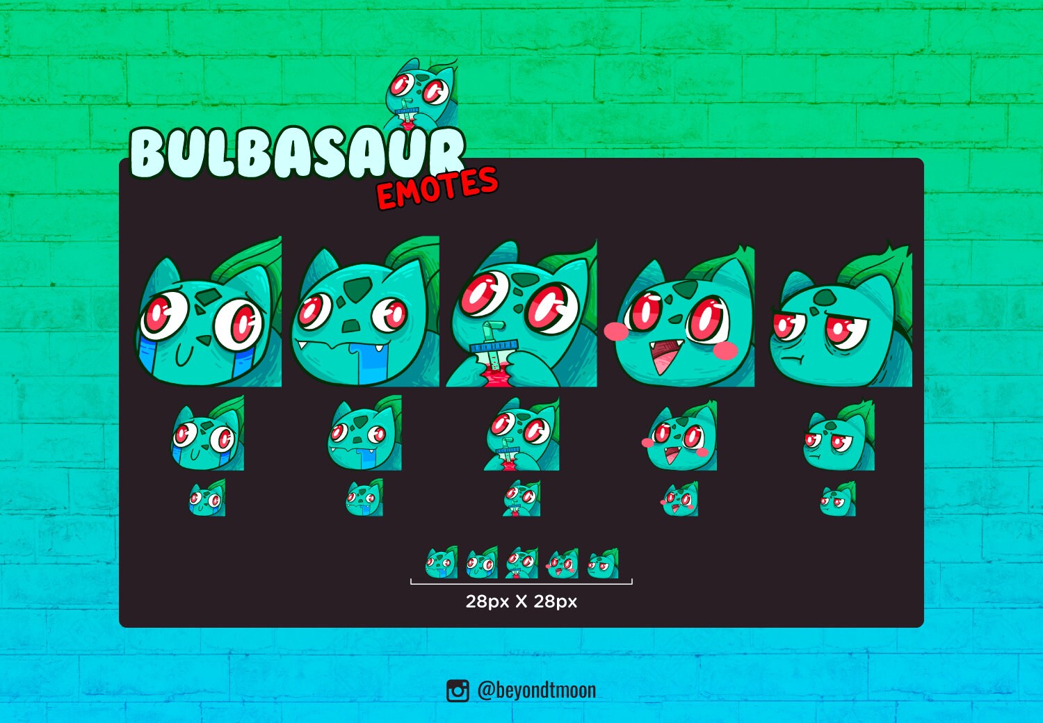 5 Cute Bulbasaur Emotes for TWITCH DISCORD and YOUTUBE - Etsy España
