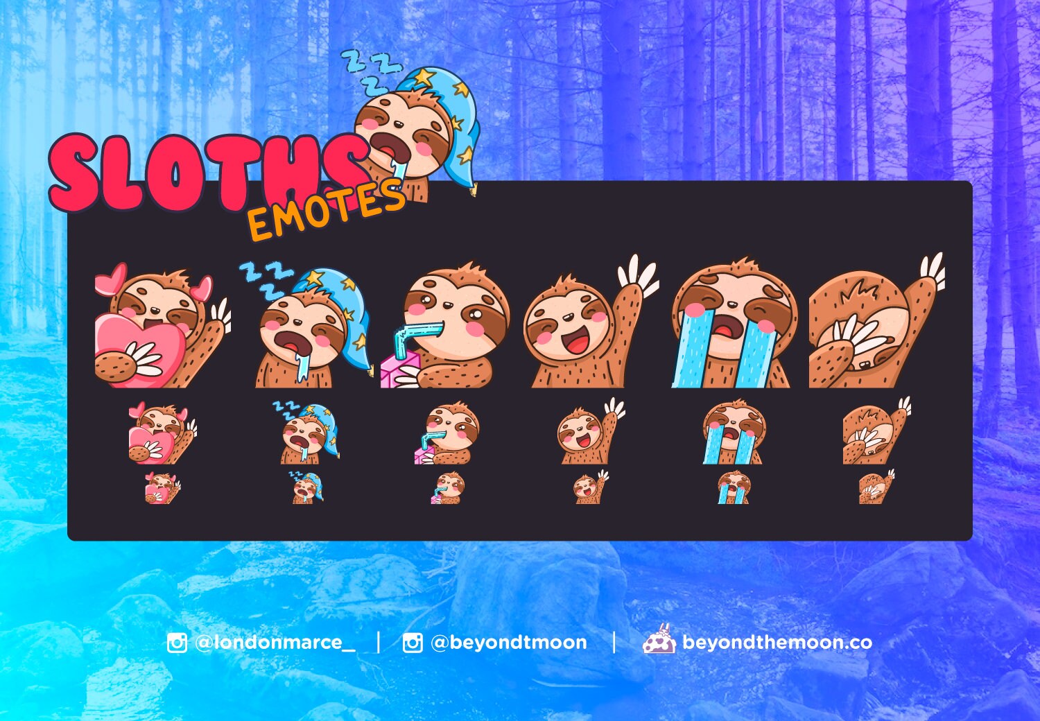 6 Cute Sloths Twitch Emotes | Etsy