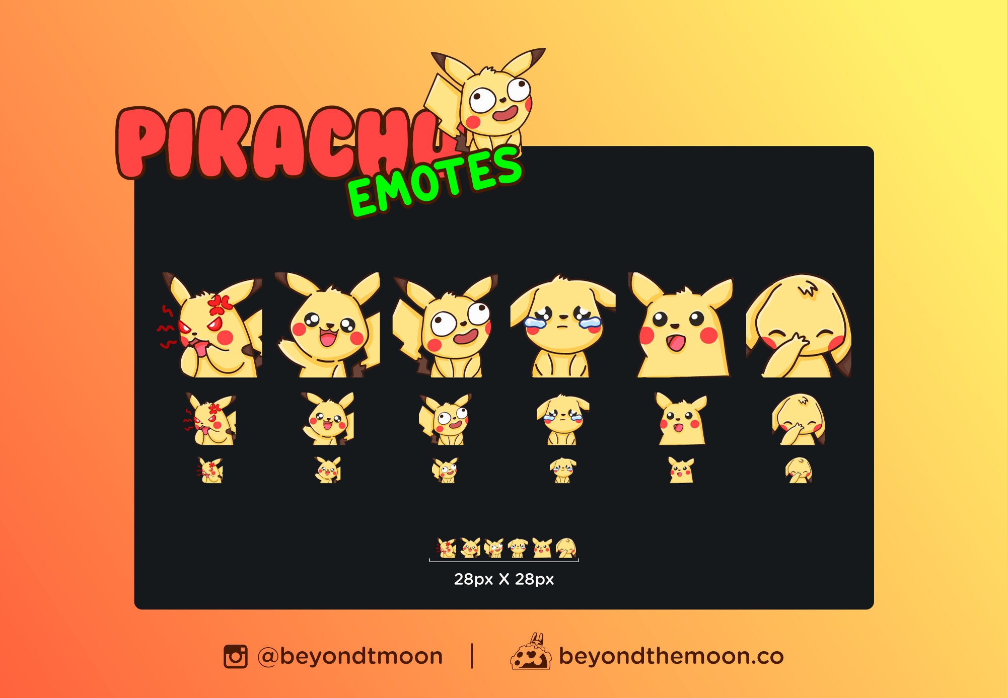 6 Cute Pikachu TWITCH Emotes - Etsy España