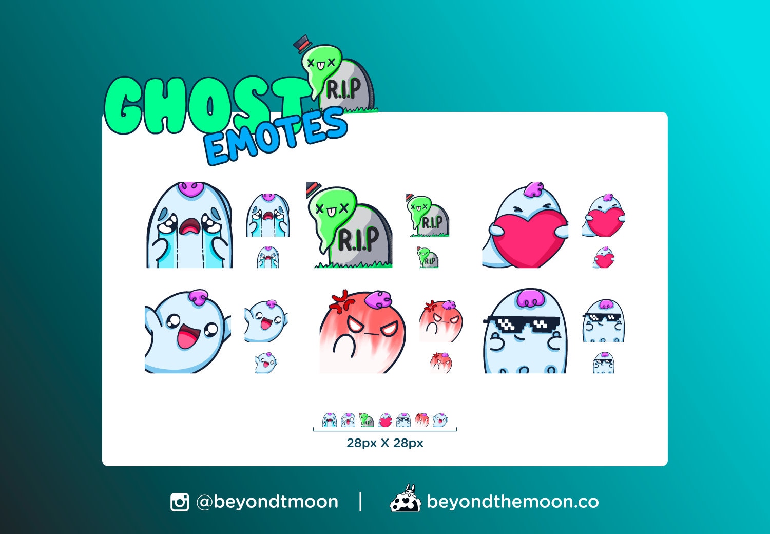 7 Cute Ghost TWITCH DISCORD and YOUTUBE Emotes - Etsy