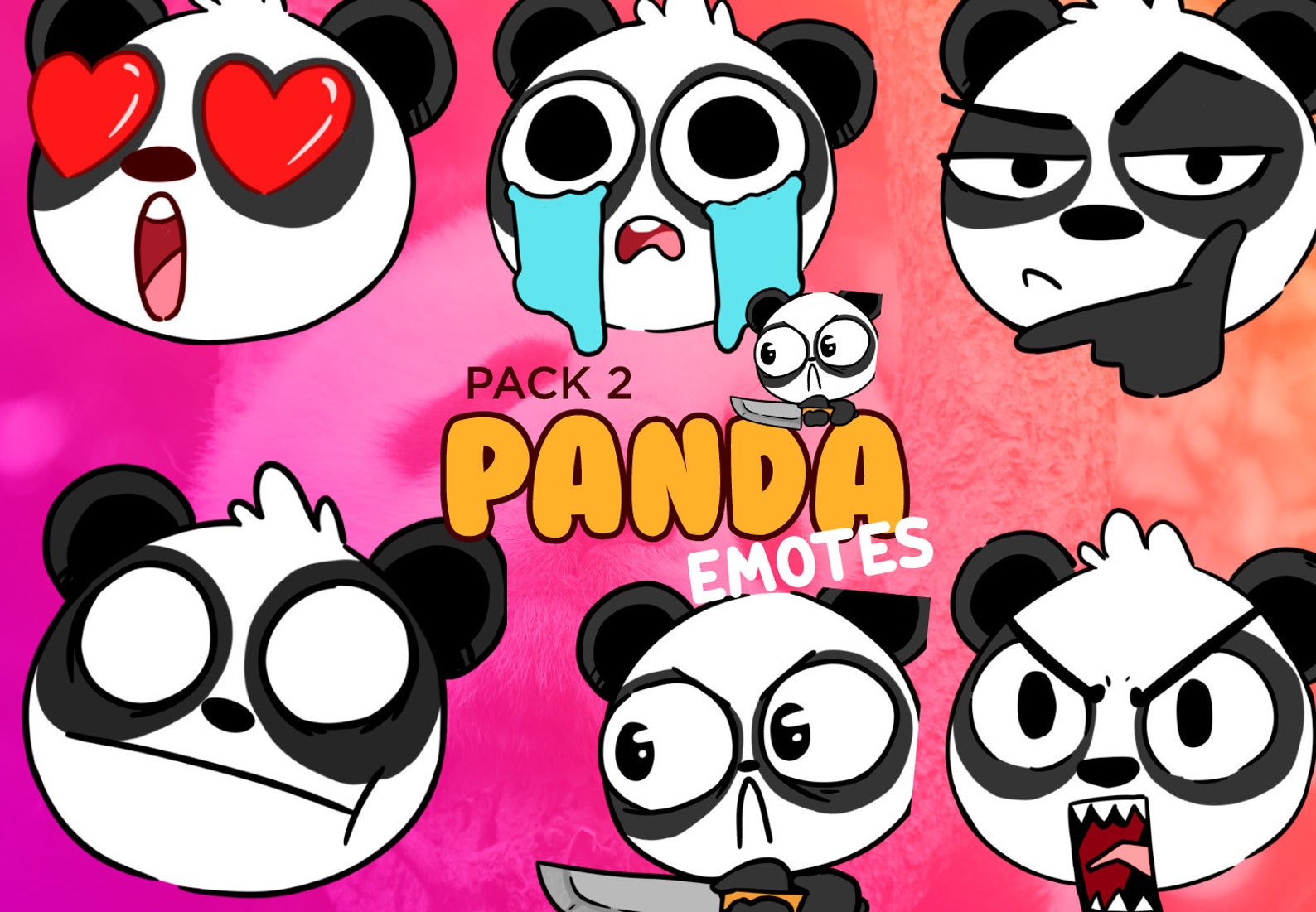 6 Cute Panda Emotes for TWITCH DISCORD and YOUTUBE Pack 2 - Etsy