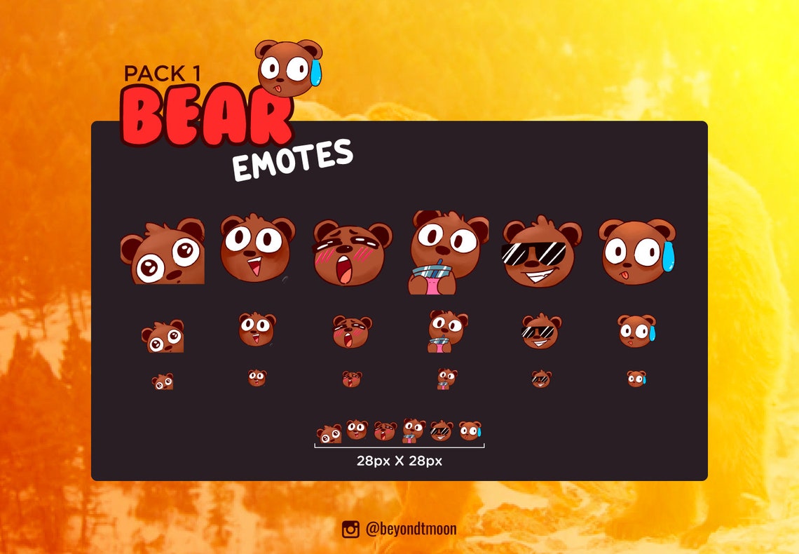 6 Cute Bears Emotes For Twitch Discord And Youtube Pack 1 Etsy