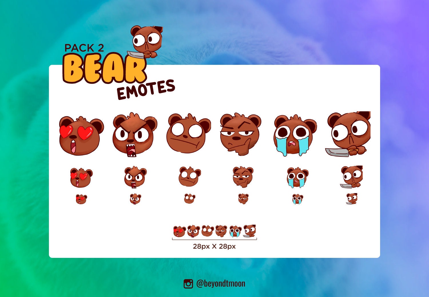 6 Cute Bears Emotes For Twitch Discord And Youtube Pack 2 Etsy