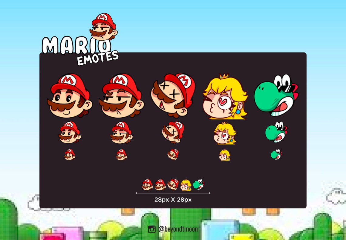 5 Mario Emotes for TWITCH DISCORD and YOUTUBE - Etsy España