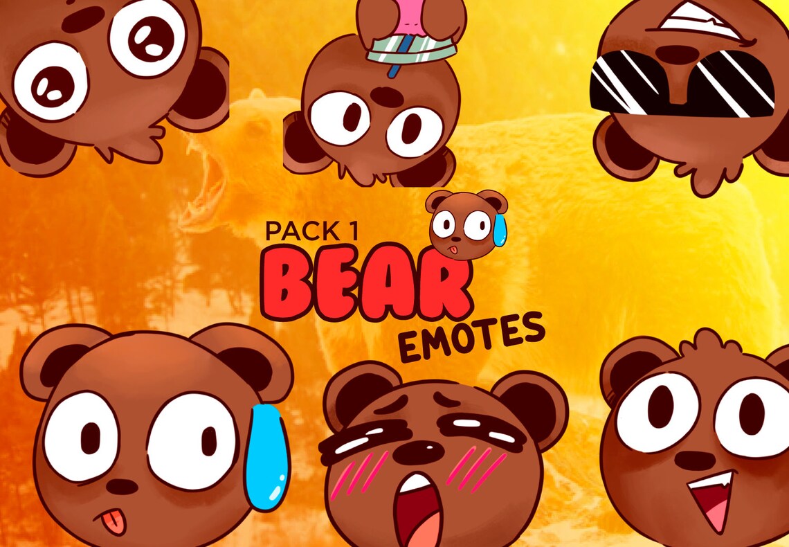 6 Cute Bears Emotes for TWITCH DISCORD and YOUTUBE Pack 1 - Etsy