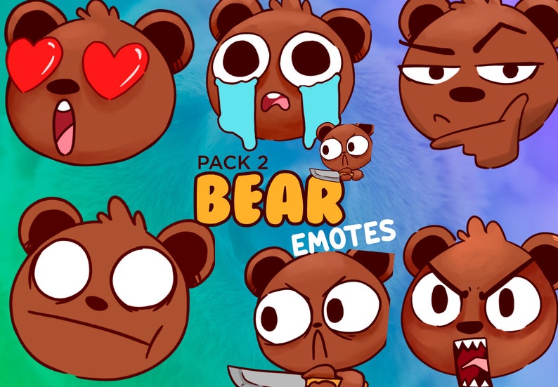 6 Cute Bears Emotes For Twitch Discord And Youtube Pack 2 Etsy