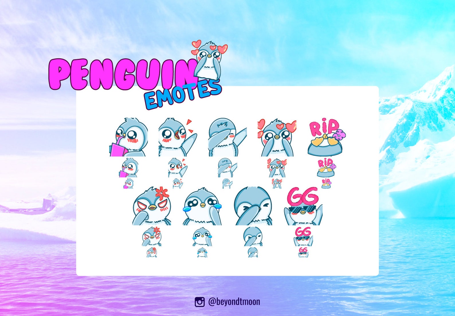9 Cute Penguin TWITCH DISCORD and YOUTUBE Emotes - Etsy
