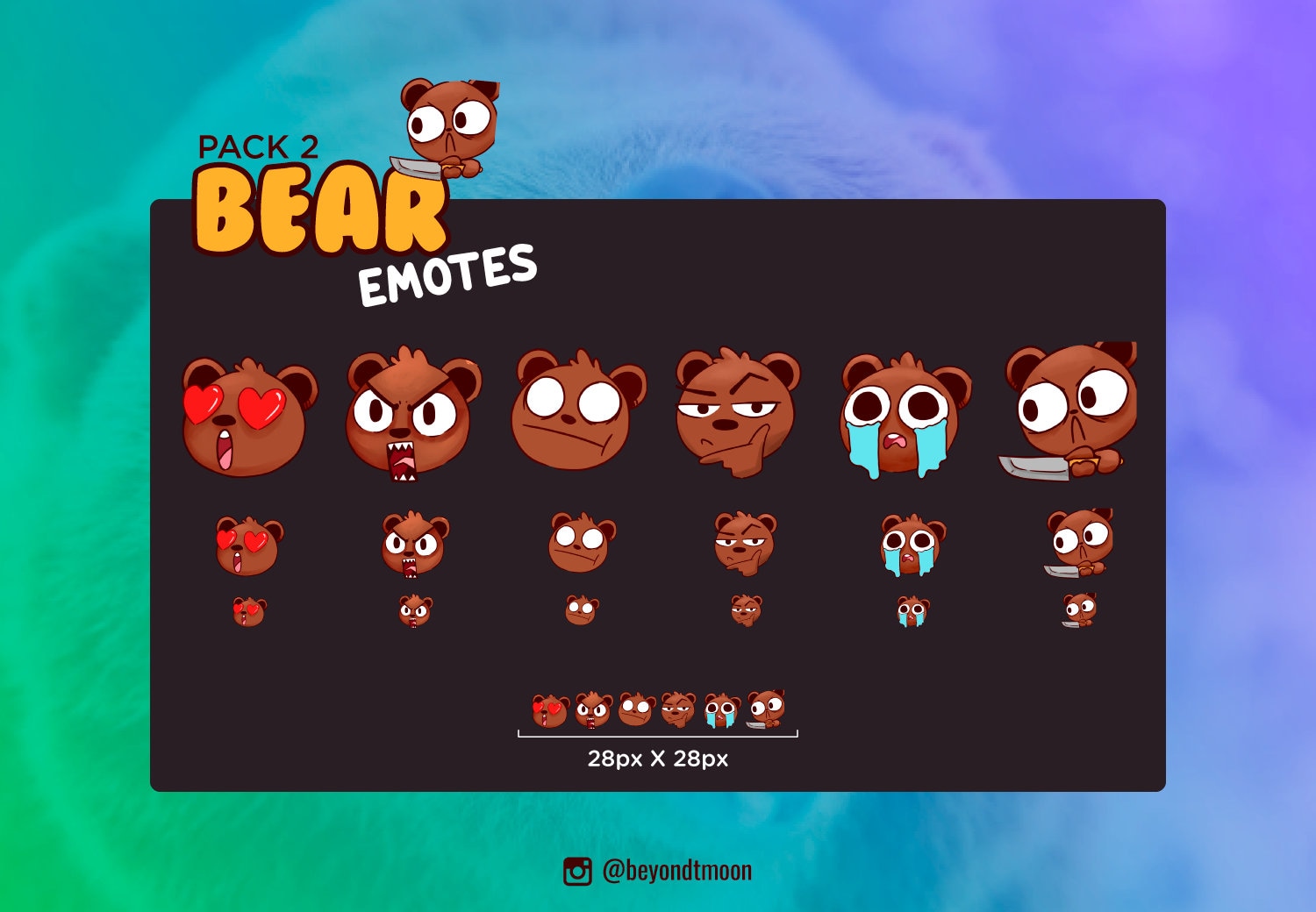 6 Cute Bears Emotes for TWITCH DISCORD and YOUTUBE Pack 2 - Etsy