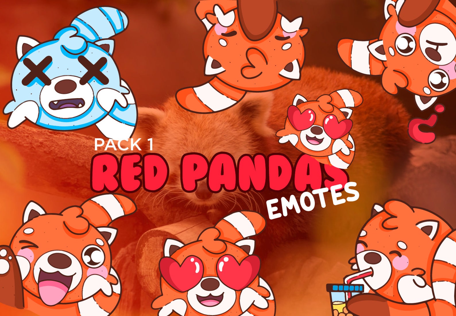 6 Cute Red Pandas TWITCH DISCORD and YOUTUBE Emotes Pack 1 - Etsy