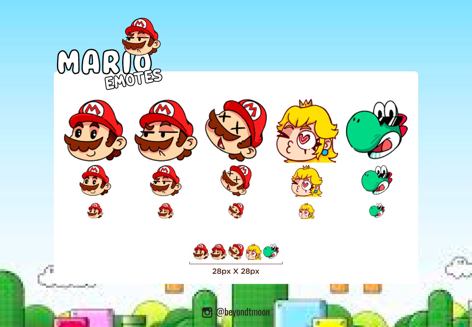 5 Mario Emotes for TWITCH DISCORD and YOUTUBE - Etsy España