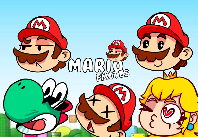 5 Mario Emotes for TWITCH DISCORD and YOUTUBE (Instant Download) - Etsy