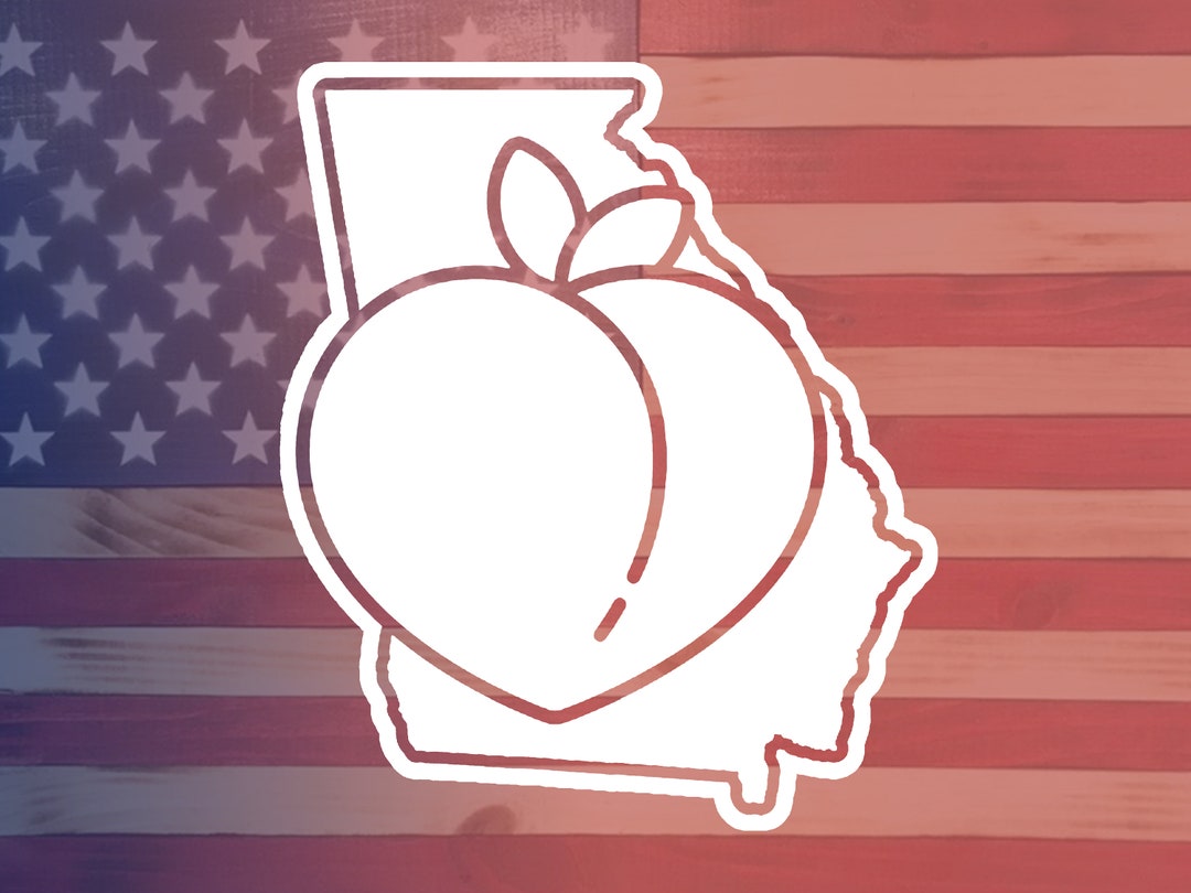 Georgia GA State Outline Letters Peach Atlanta Vinyl Sticker Decal ...