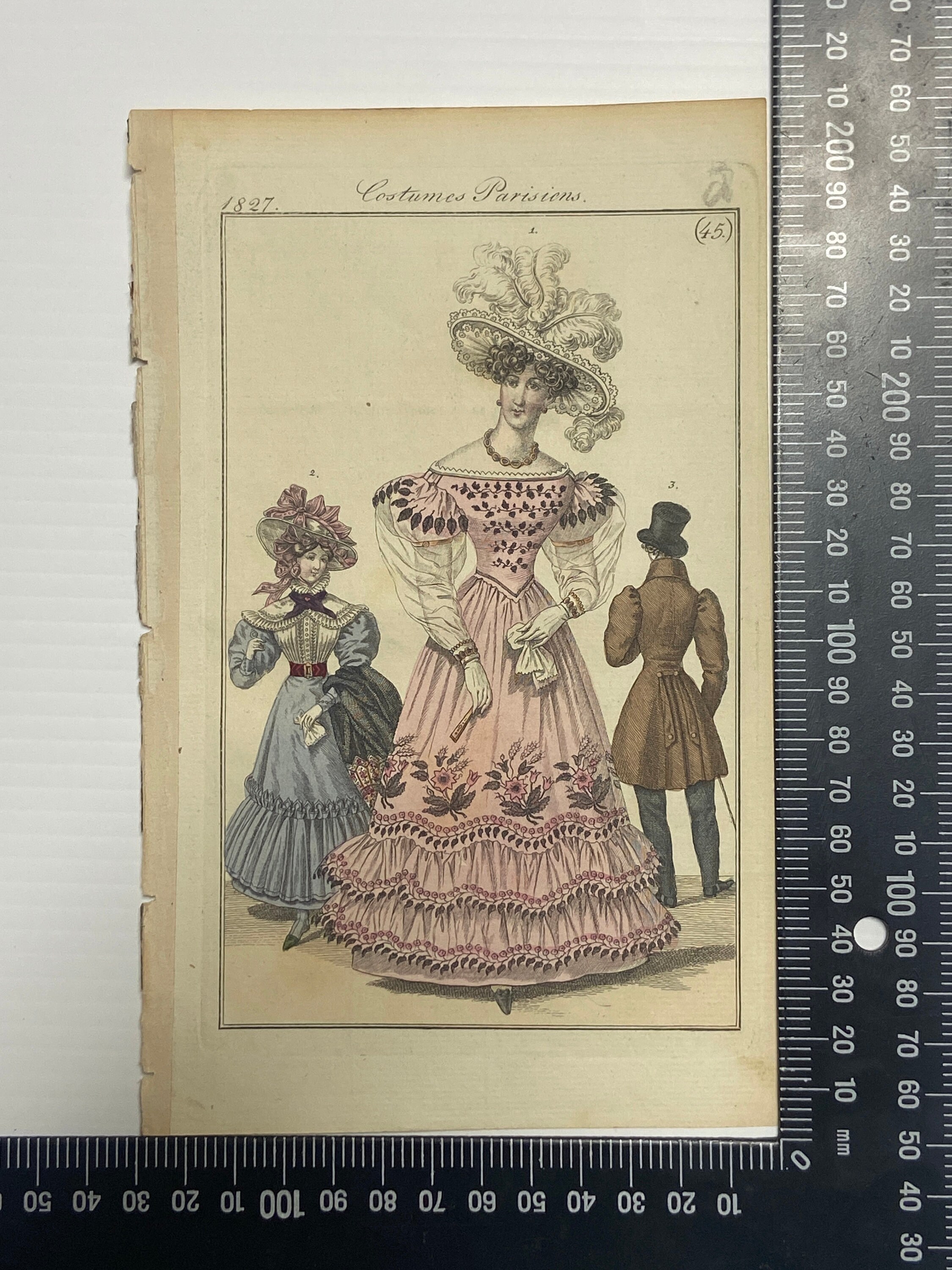 Antique French Fashion Print Dated 1827 - Costumes Parisiens - FP009 - Etsy