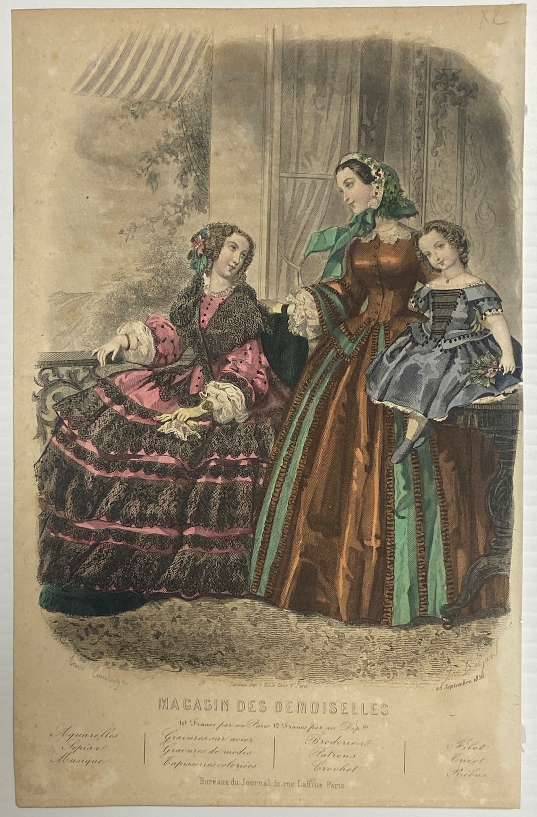 Antique French Fashion Print Circa 1880's - Magasin Des Demoiselles ...