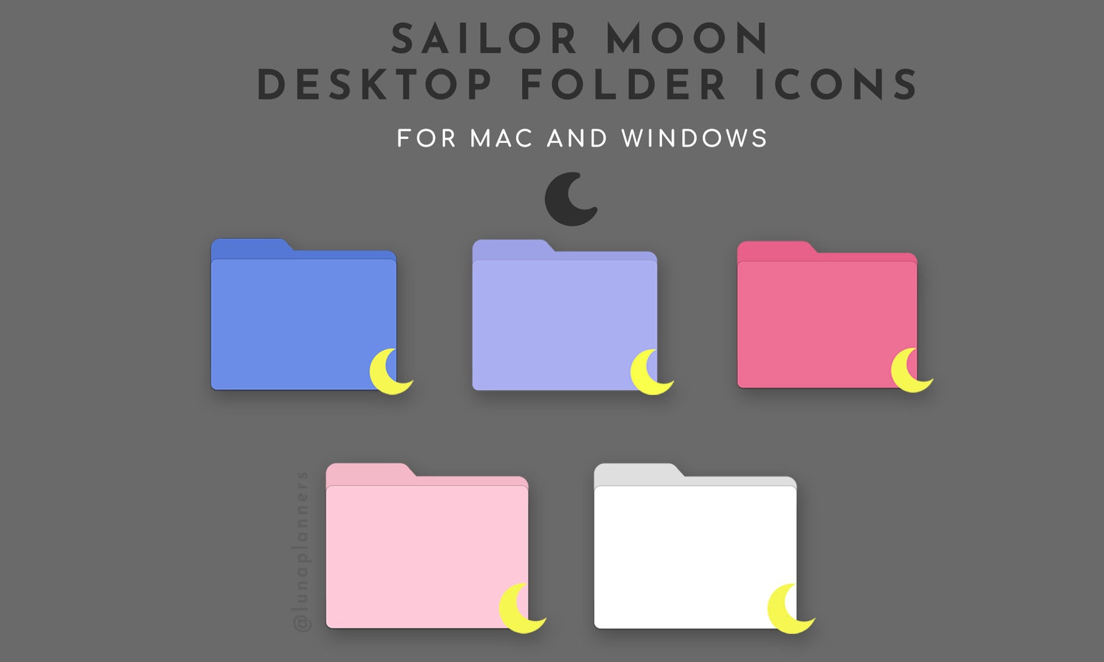Sailor Moon Themed Desktop Folder Icons | Mac Folder Icons, Windows ...