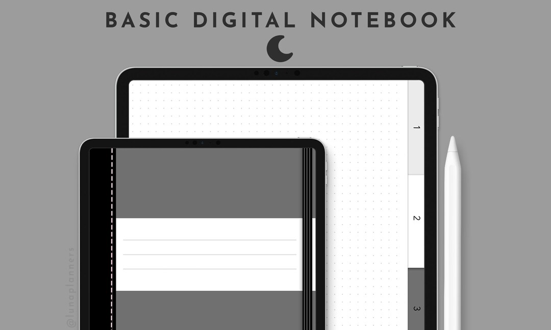 Basic Digital Notebook | Hyperlinked Tabs | 6 Covers - Etsy