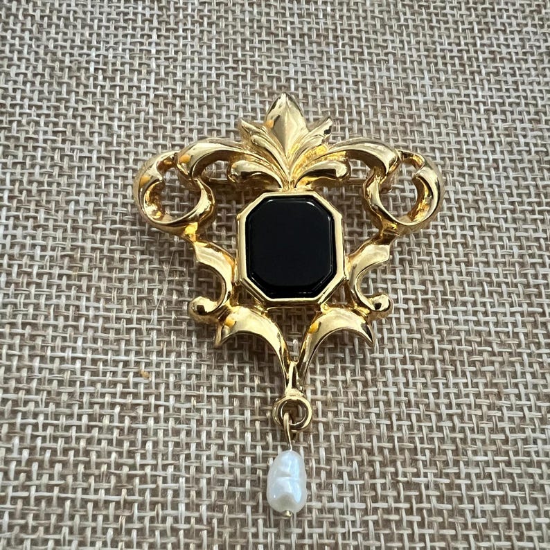 Vintage Avon Brooch 1980's, Gold Tone Victorian Style Brooch, Rice ...