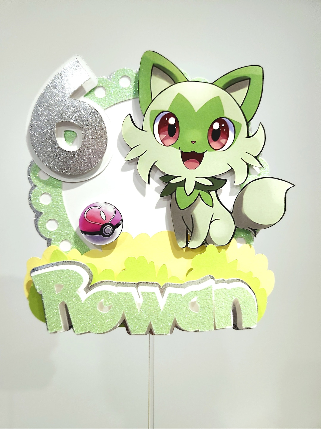 3D Sprigatito Theme Cake Topper - Etsy