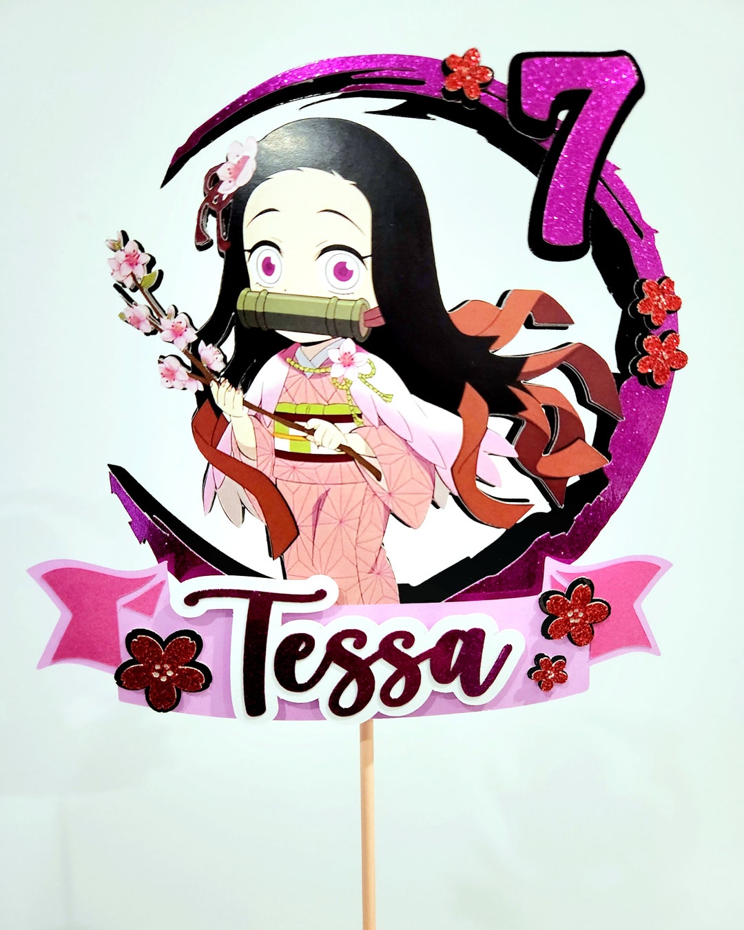 3D Demon Slayer Nezuko Theme Cake Topper - Etsy
