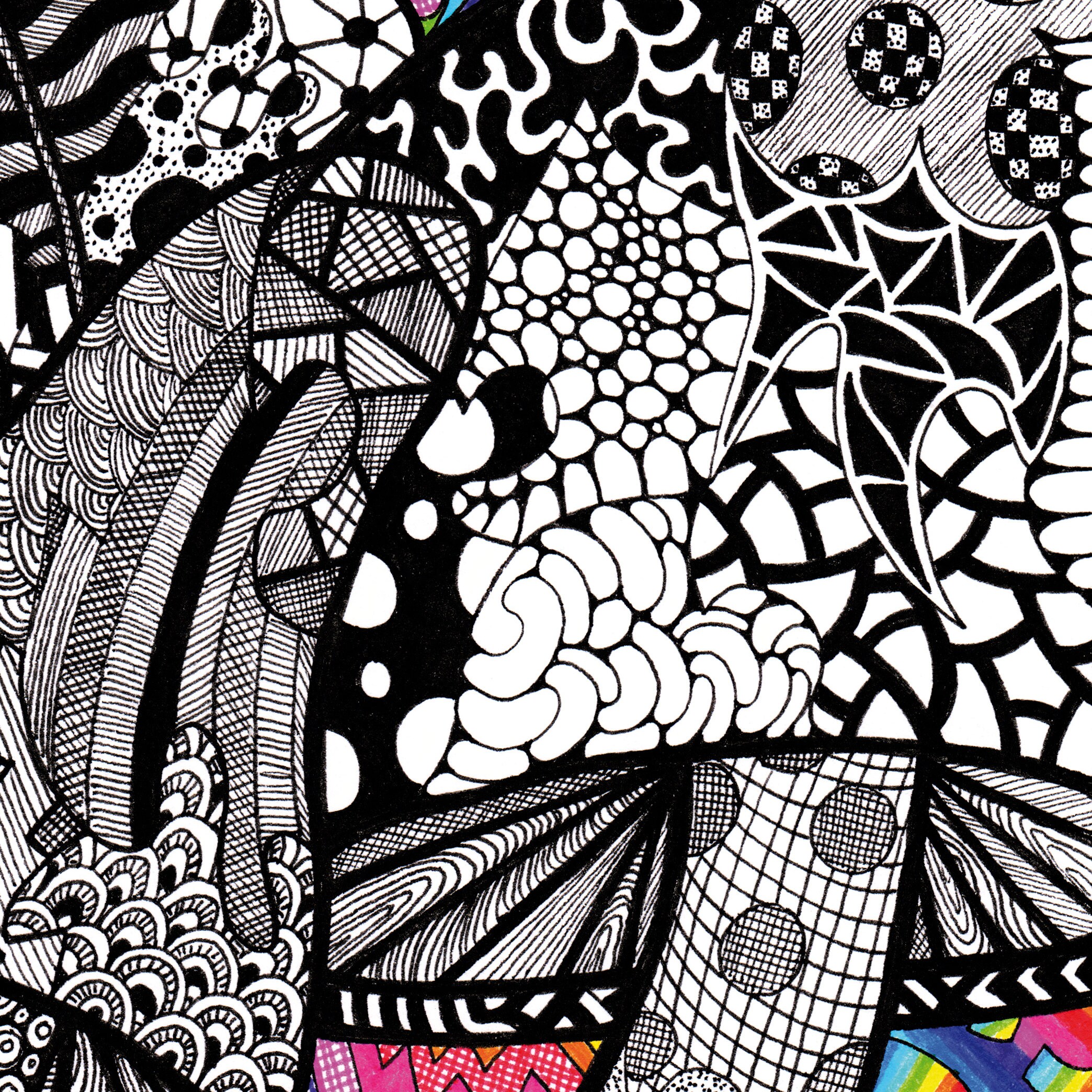 ABSTRACT MUSHROOMS DRAWING Pattern Art, Line Drawing A4 Art Printing ...