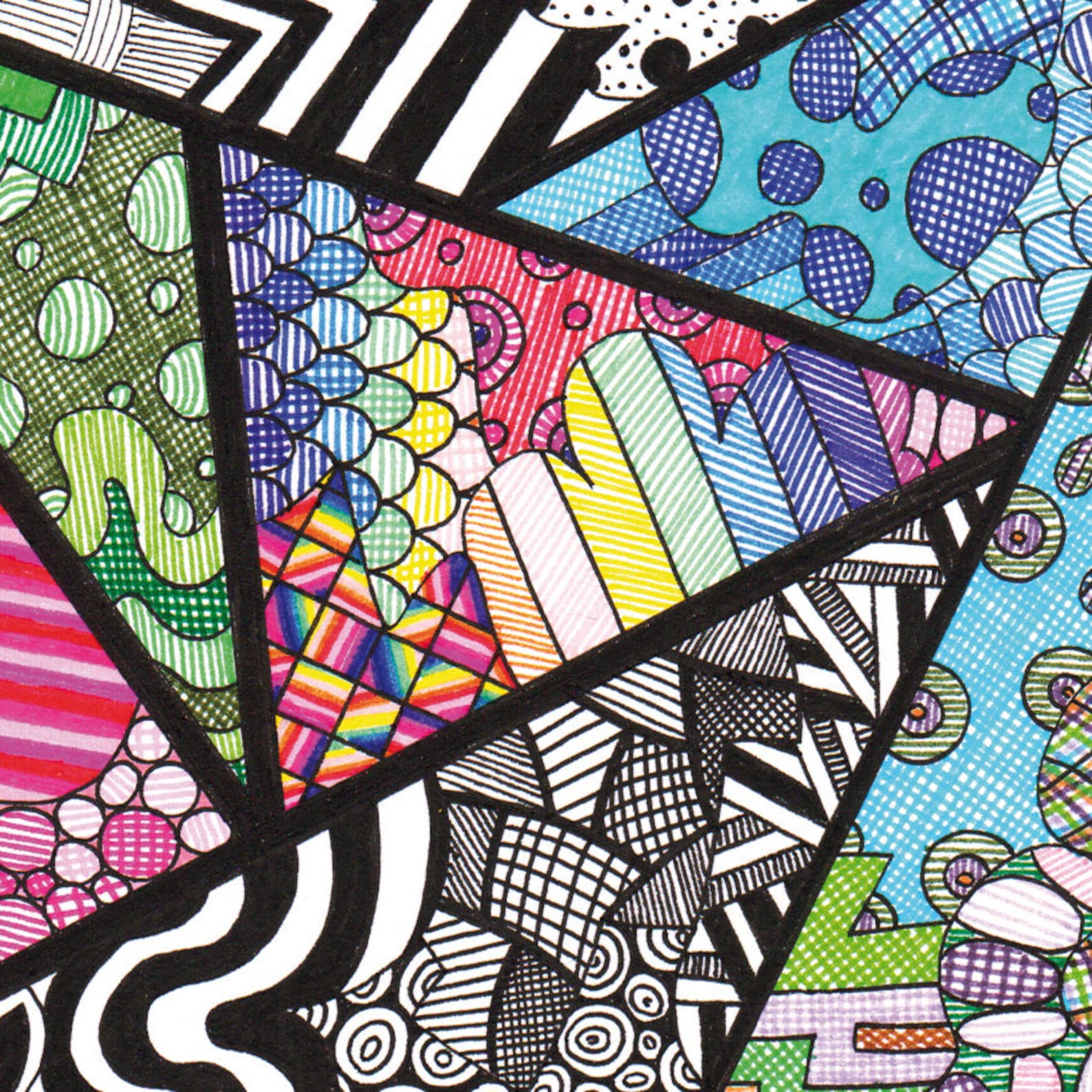 Gelimiteerde kunst print A4 abstracte tekening geometrisch | Etsy