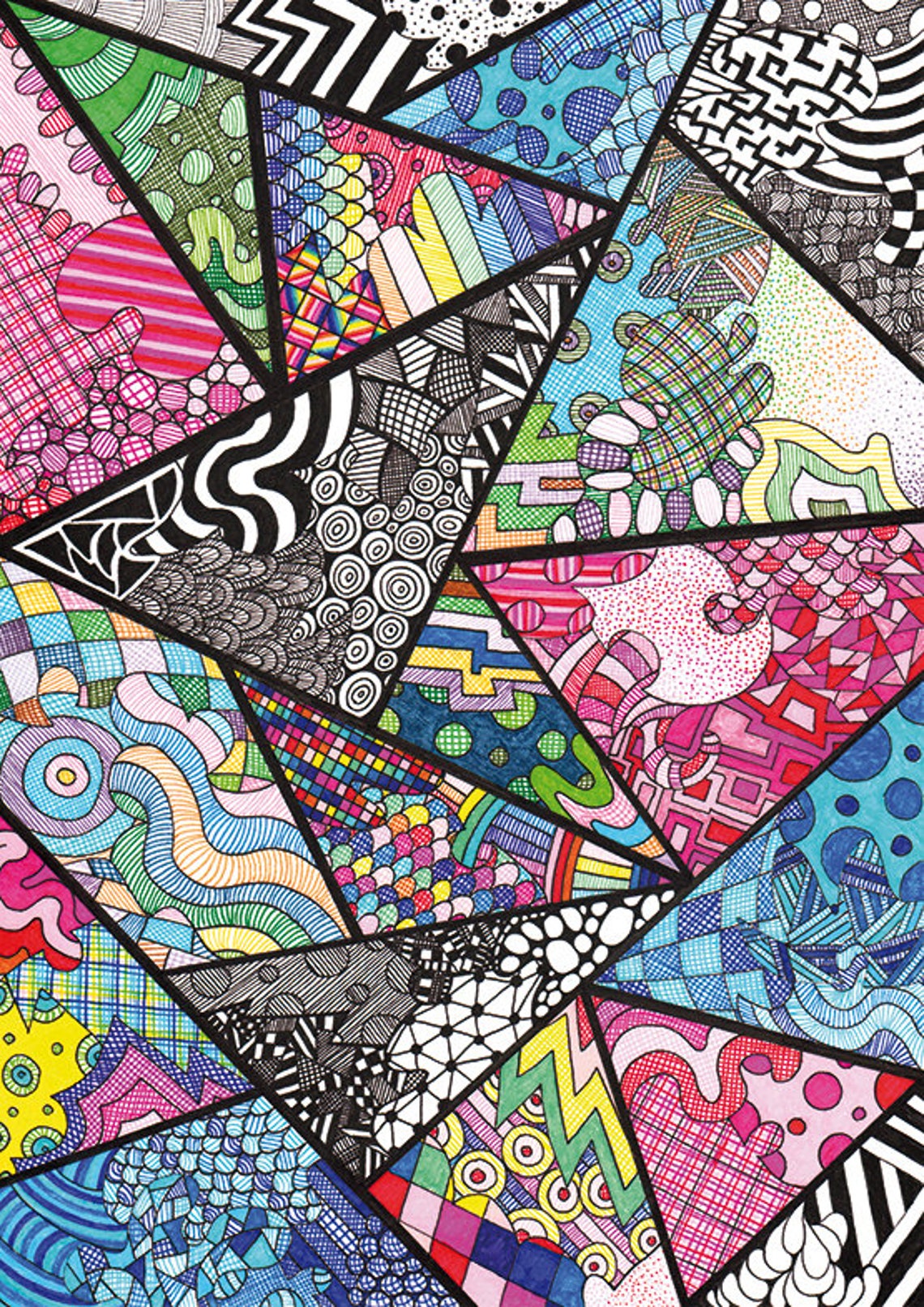 Gelimiteerde kunst print A4 abstracte tekening geometrisch | Etsy