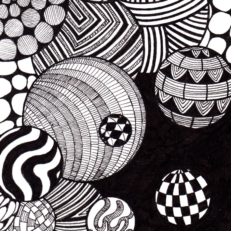 ABSTRACT SPHERE DRAWING A4 Art Print Graphic Bubble Pattern Abstract ...