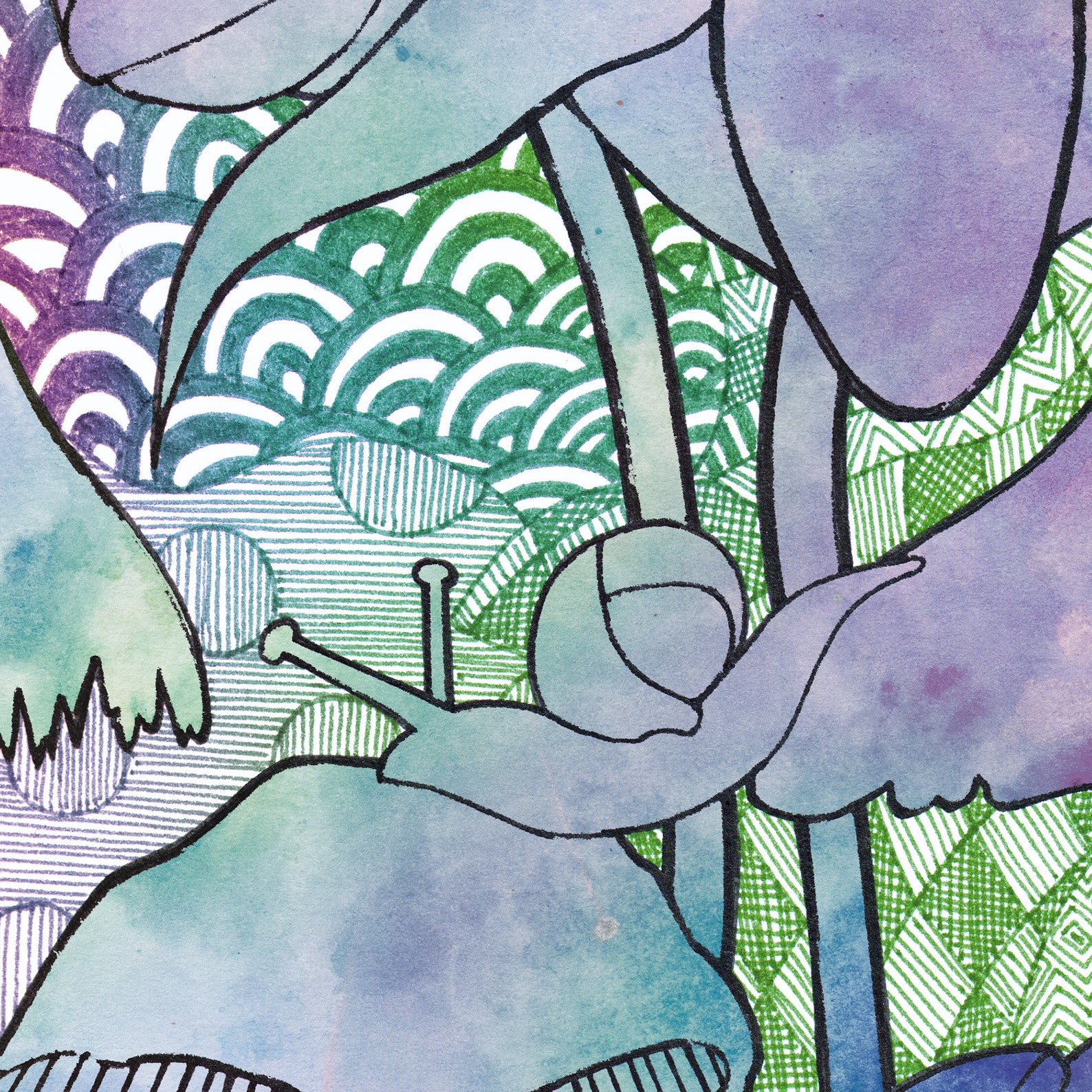 MUSHROOM ART PRINT Abstract Pattern Art Line Drawing A5 Art - Etsy