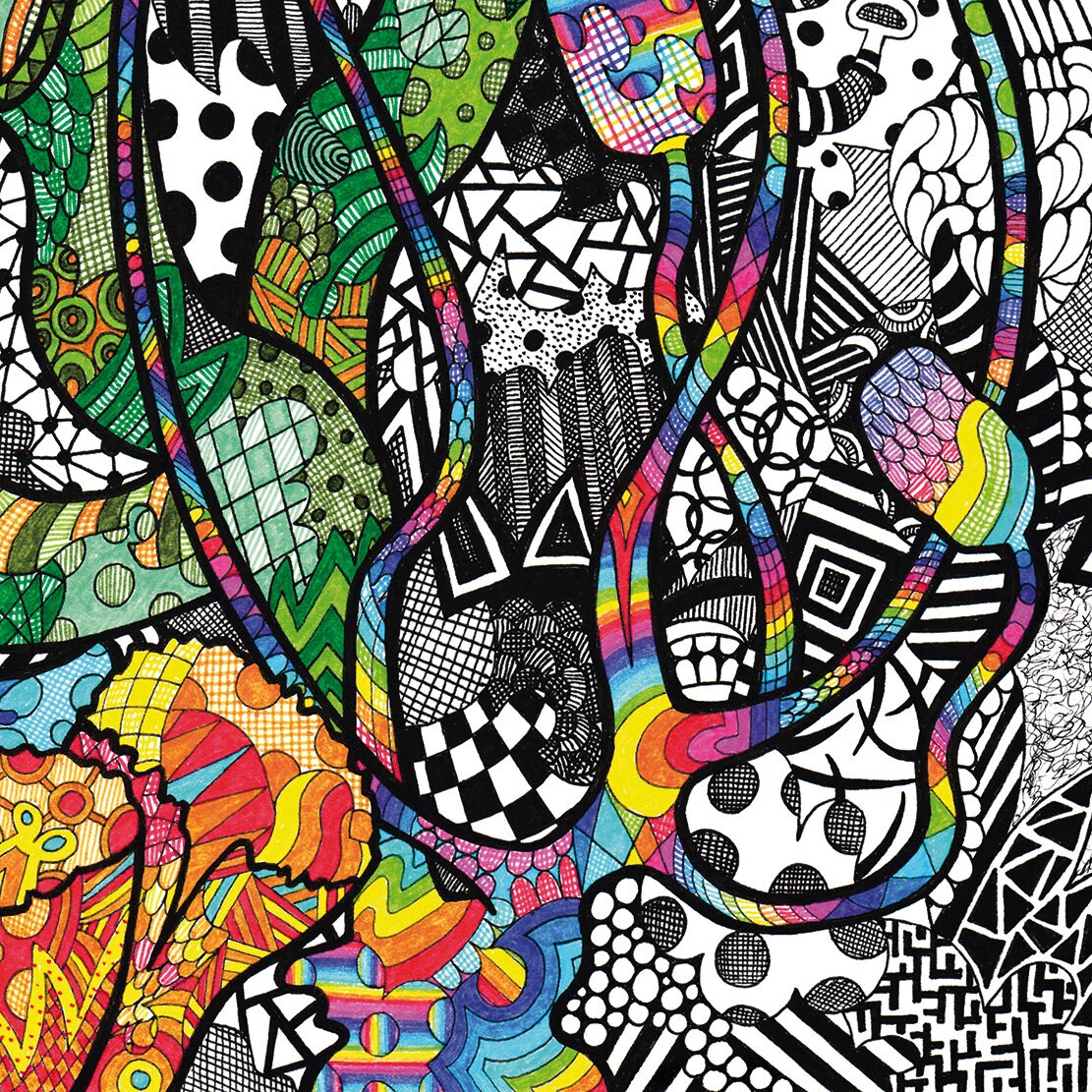 ABSTRACT MUSHROOMS DRAWING Pattern Art, Line Drawing A4 Art Print ...