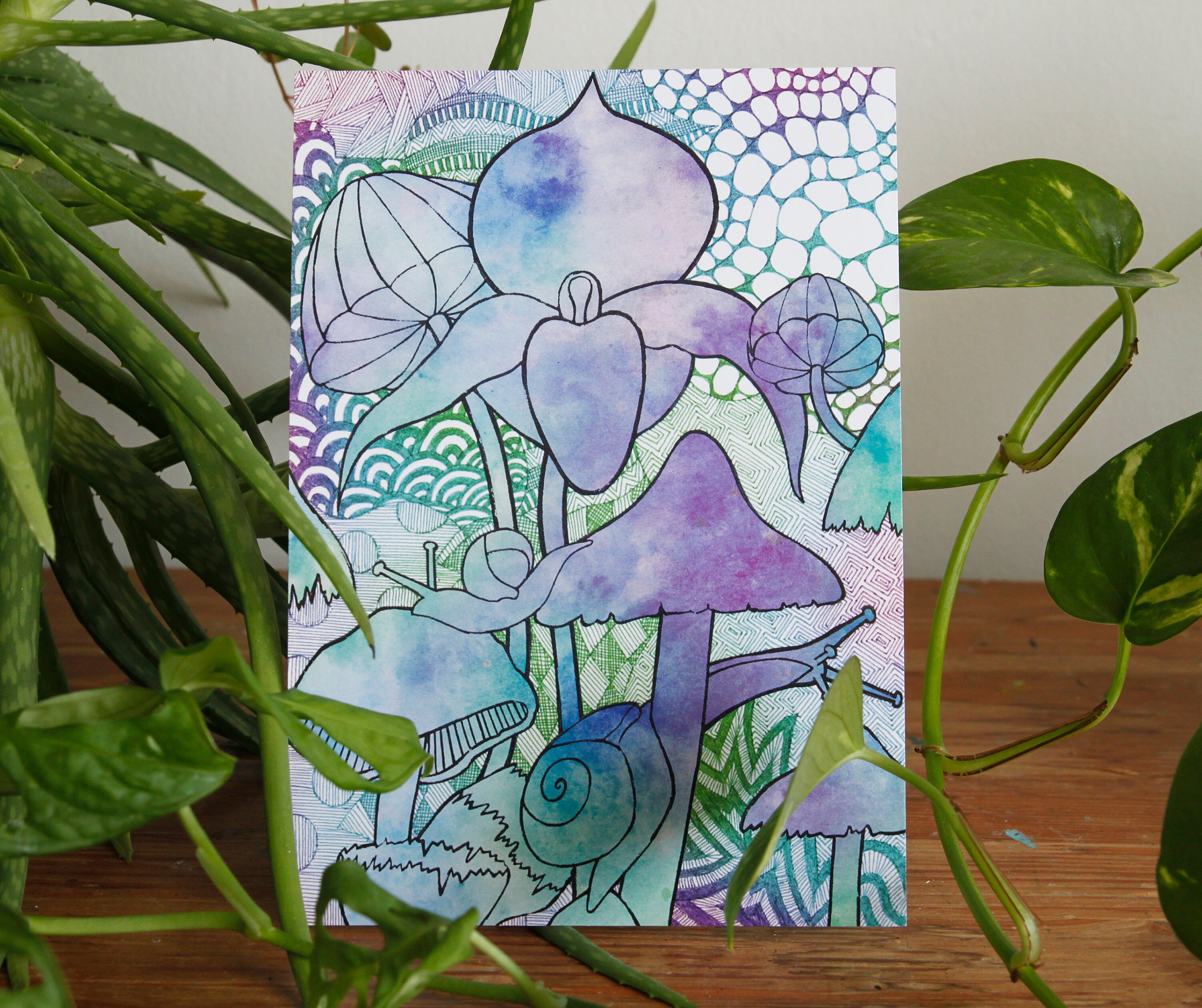 MUSHROOM ART PRINT Abstract Pattern Art Line Drawing A5 Art - Etsy