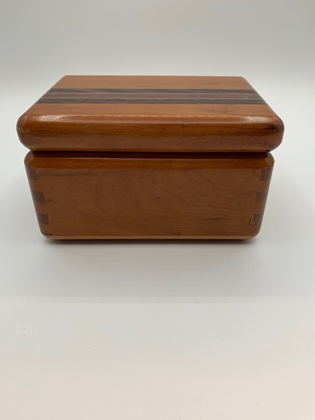 Cherry Jewelry Box With Inlay of Purpleheart,wenge, and Maple - Etsy