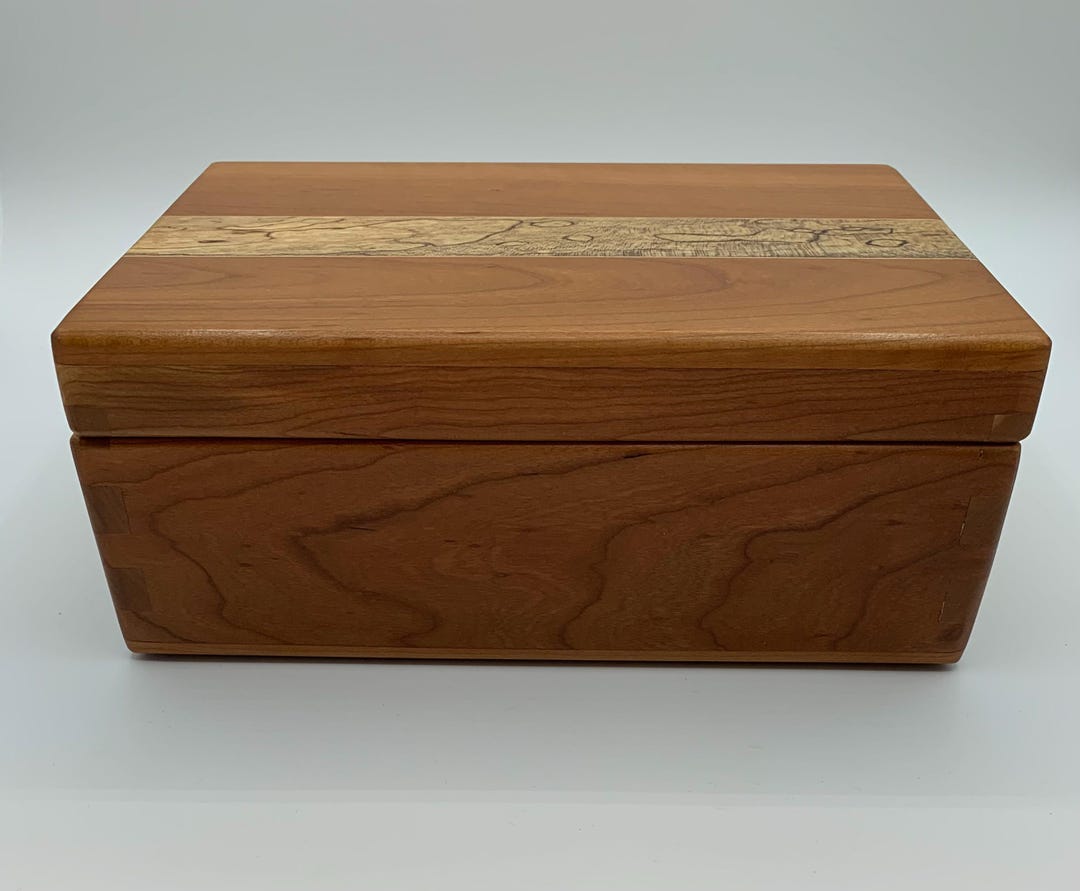 Dovetailed Cherry Jewelry Box With Spalted Maple Inlay - Etsy